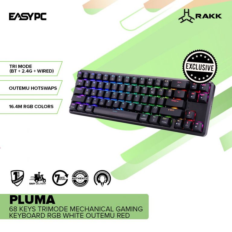 RAKK Pluma and Trimode 68 Keys RGB White and Black Wireless Bluetooth 5 ...