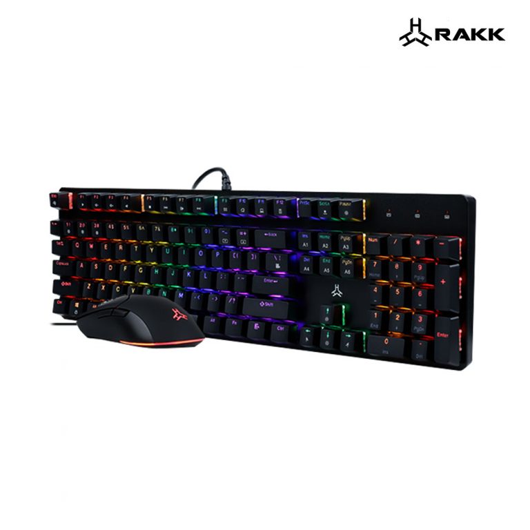 RAKK TANDOG PRO Mechanical Rainbow LED Wired Keyboard and Mouse Bundle ...