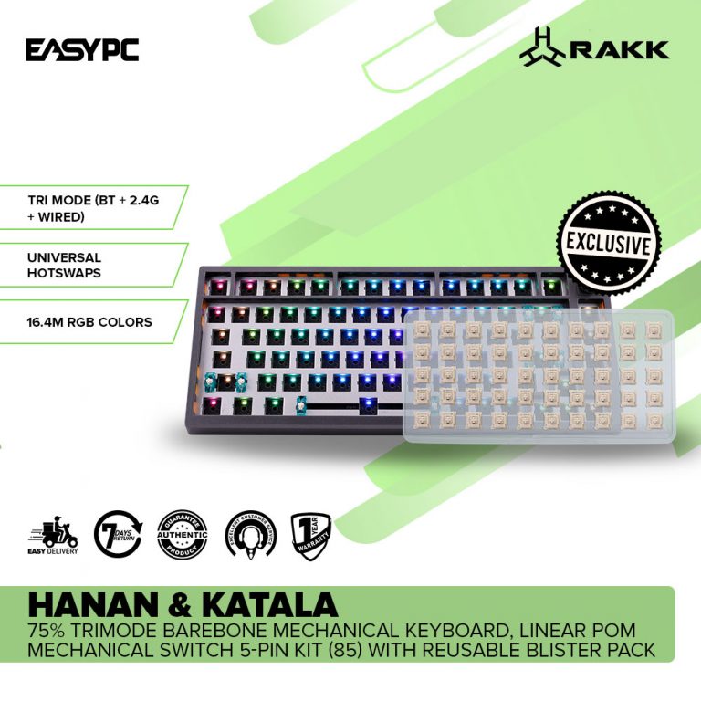 RAKK HANAN 75% Trimode Barebone Mechanical Gaming Keyboard + RAKK ...