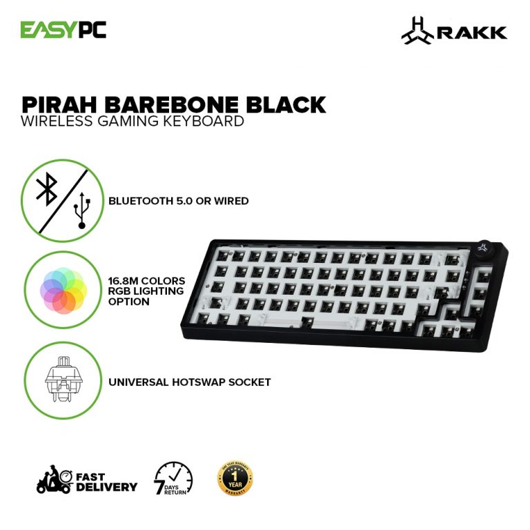 RAKK PIRAH Wireless Gaming Keyboard Black Hot swappable Socket 65% ...