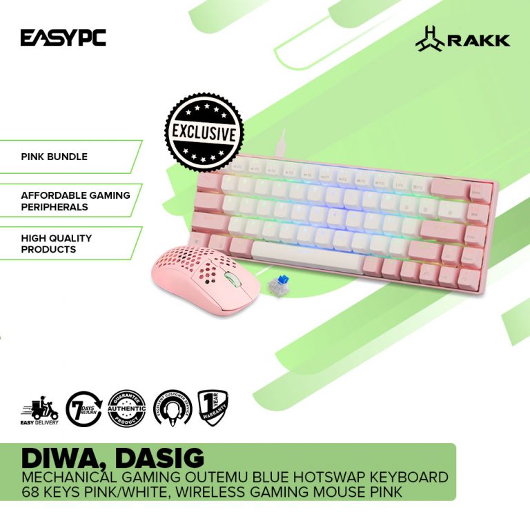 RAKK DIWA Outemu Blue/Red Mecahnical Gaming Keyboard Pink/White, Black ...